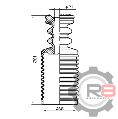 пыльник переднего амортизатора [с отбойником] - 21 x 70 x 180 ...